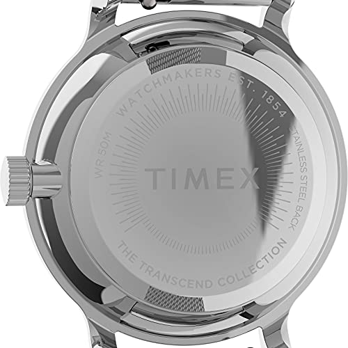 Timex Women's Transcend 31mm Watch β Silver-Tone Case Silver-Tone Dial with Multicolored Stones & Stainless Steel Mesh Bracelet