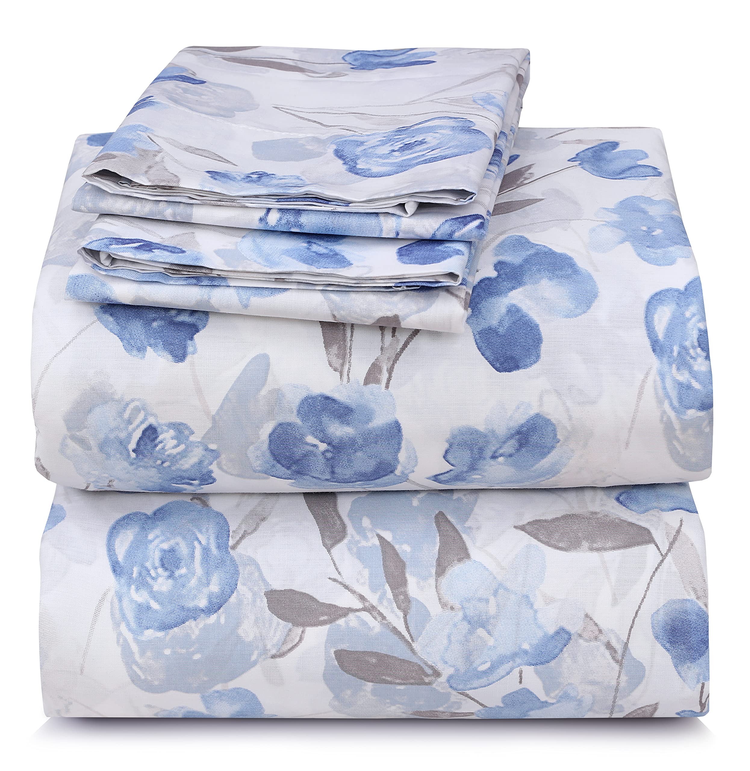 RUVANTI 100% Cotton Sheets - Crispy Cooling Percale Sheets for Full Size Bed, Breathable & Durable Full Sheet Set, 16 Inches Deep Pocket Bed Sheets, Monotones, 4 Pieces