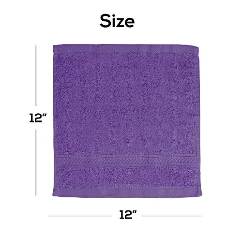 Cotton Face Washcloths Set 100% Cotton Ultra Soft Wash Cloth Towel Set for Bathroom and Home Highly Durable High Absorbency Convenient and Stylish Wash Cloths - Bright Multi-Color 12''x12'' Pack of 12