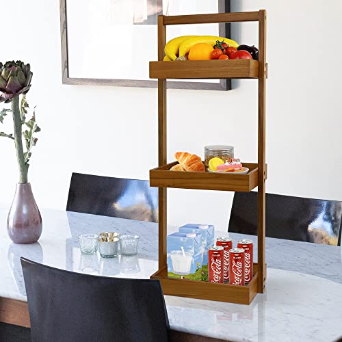 Utoplike Teak Wood Shower Caddy Corner 3 Tier Standing Shower Organizer and 24 x 16 inch Teak Wood Bath Mat