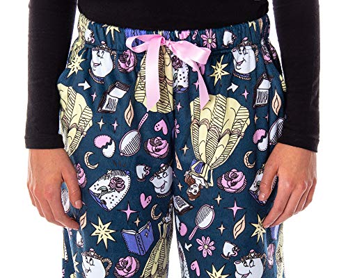 Disney Princess Women's Beauty and The Beast Allover Design Smooth Touch Fleece Sleep Bottoms Lounge Pajama Pants (2X-Large)
