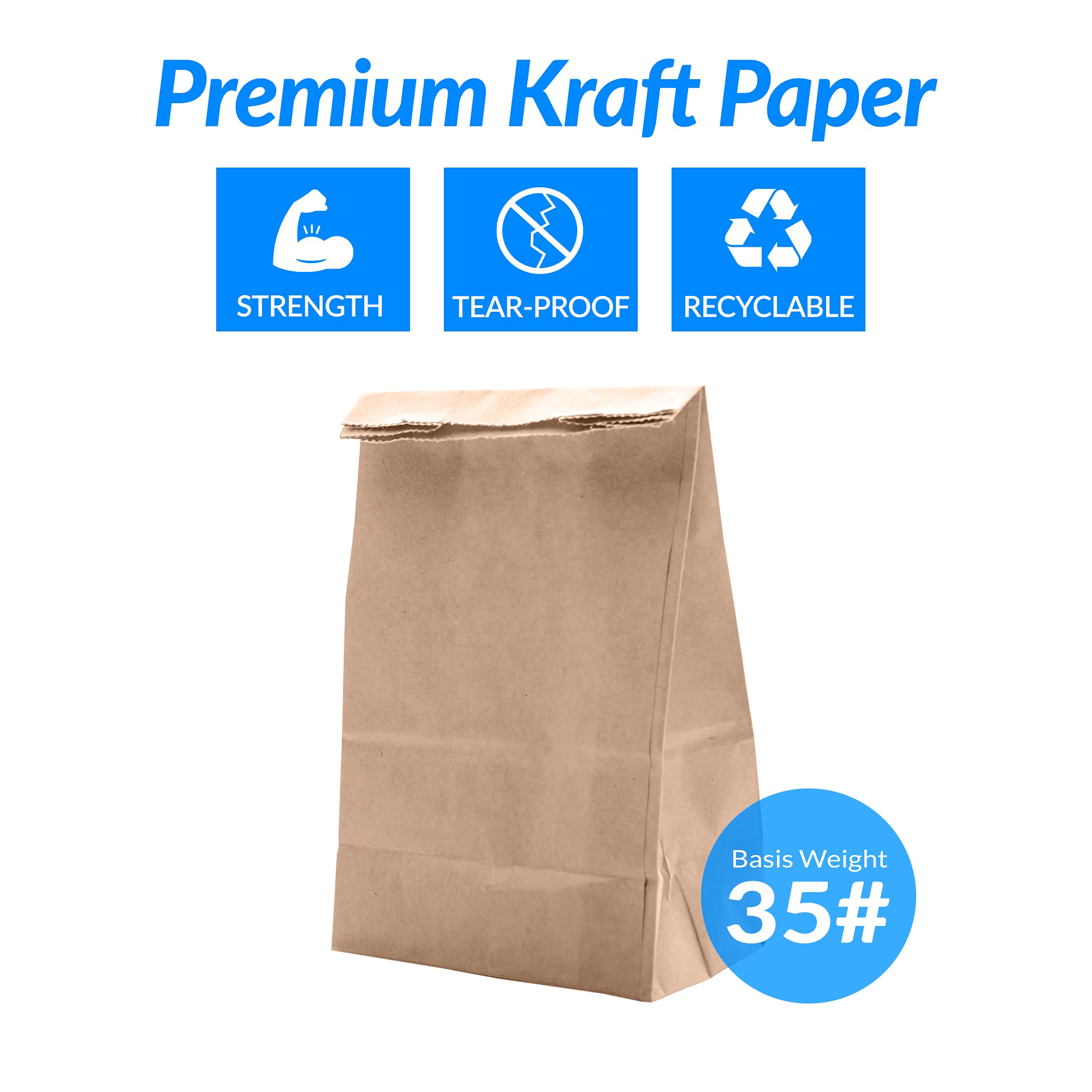 Reli. Paper Lunch Bags, 6 Lb | 500 Pcs - Bulk | Brown Paper Bags 6 lb Capacity | Kraft Lunch Bags/Small Grocery | Brown Sacks for Snacks, Crafts | Brown/Kraft