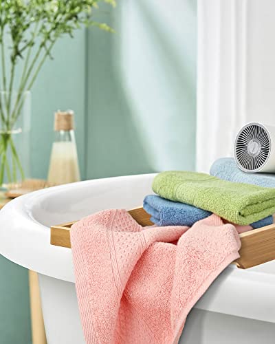 Cleanbear Pure Cotton Wash Cloths Face Cloths, 6 Colors per Set, 13 x 13 Inches (Light Blue, Jade Green, Light Green, Grey, Light Grey, Pink)