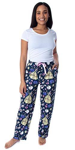 Disney Princess Women's Beauty and The Beast Allover Design Smooth Touch Fleece Sleep Bottoms Lounge Pajama Pants (2X-Large)