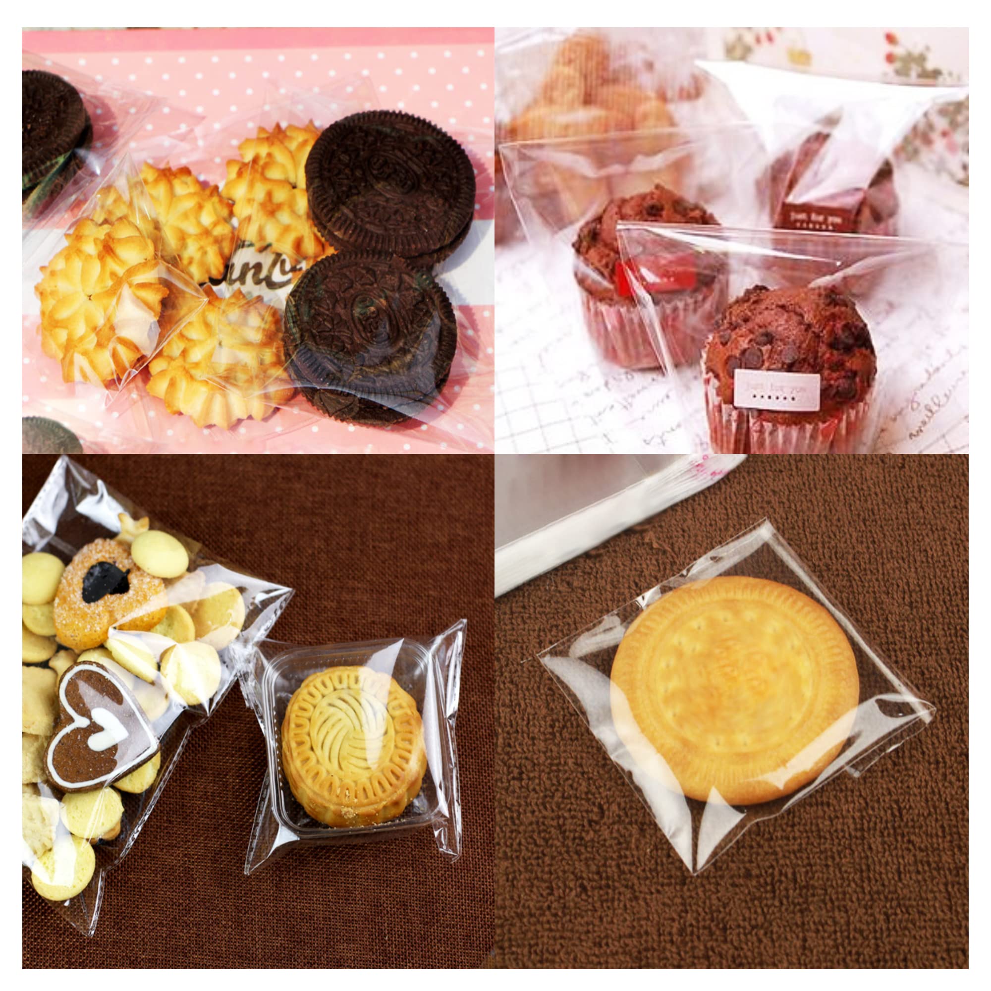 Doutop Clear Tiny Cello Bags 3x4 200pcs Self-Sealing Cellophane Bags OPP Poly Plastic Bags for Jewelry Earrings Candies Bakery Candle Soap Cookie (9 Sizes to Choose from)