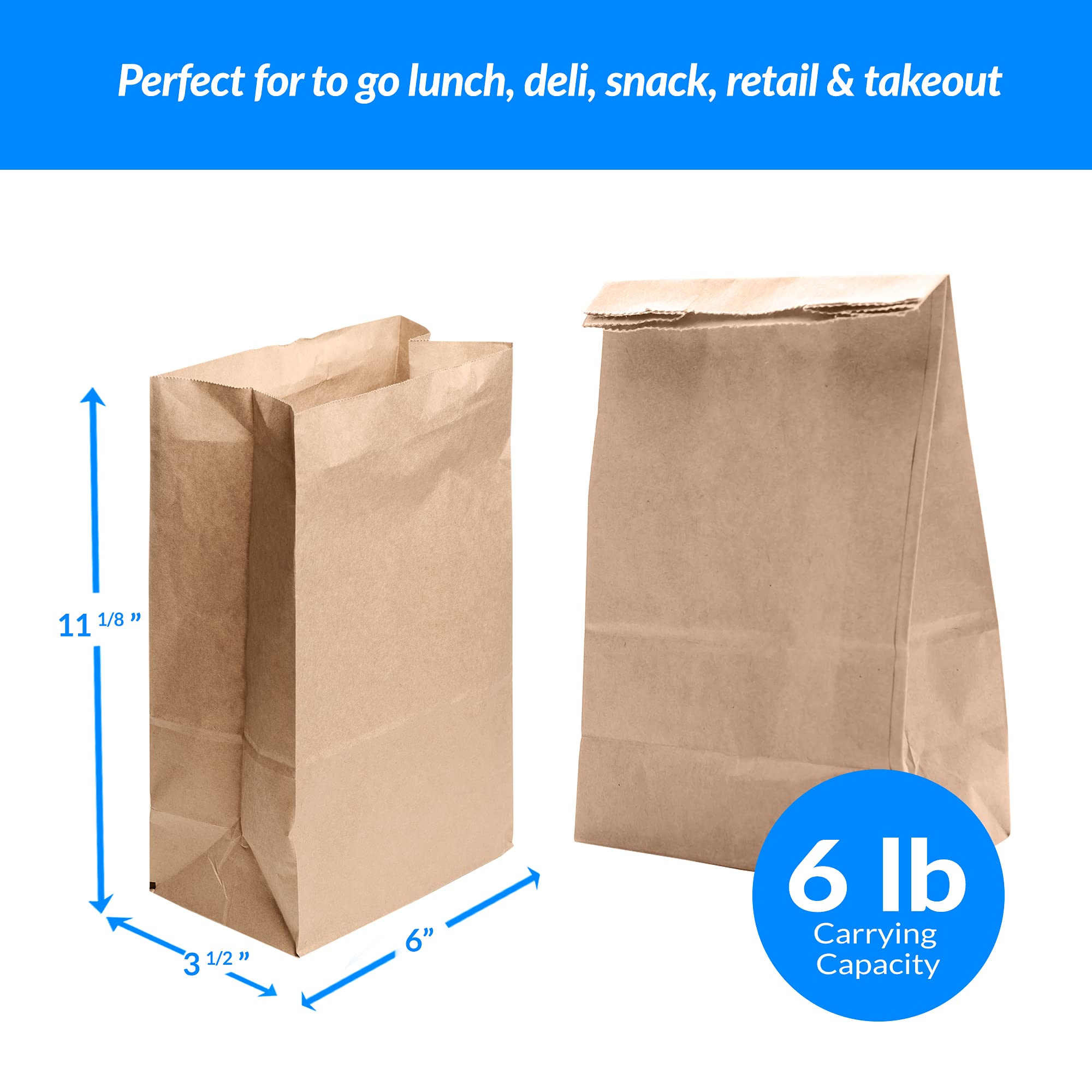 Reli. Paper Lunch Bags, 6 Lb | 500 Pcs - Bulk | Brown Paper Bags 6 lb Capacity | Kraft Lunch Bags/Small Grocery | Brown Sacks for Snacks, Crafts | Brown/Kraft