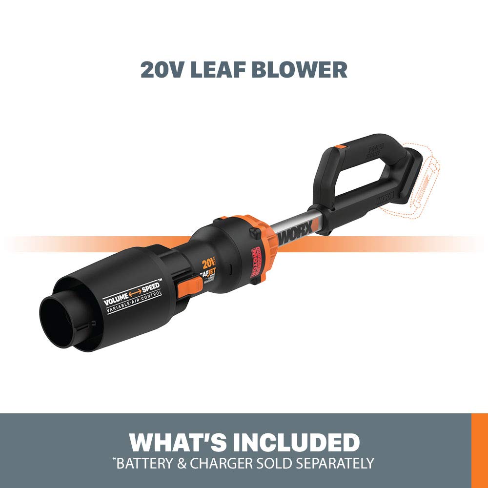 WORX Nitro WG543.9 20V Leaf Blower Cordless with Battery and Charger, Blowers for Lawn Care Only 3.8 Lbs., Cordless Leaf Blower Brushless Motor– Tool Only
