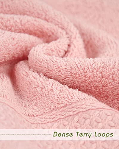 Cleanbear Pure Cotton Wash Cloths Face Cloths, 6 Colors per Set, 13 x 13 Inches (Light Blue, Jade Green, Light Green, Grey, Light Grey, Pink)