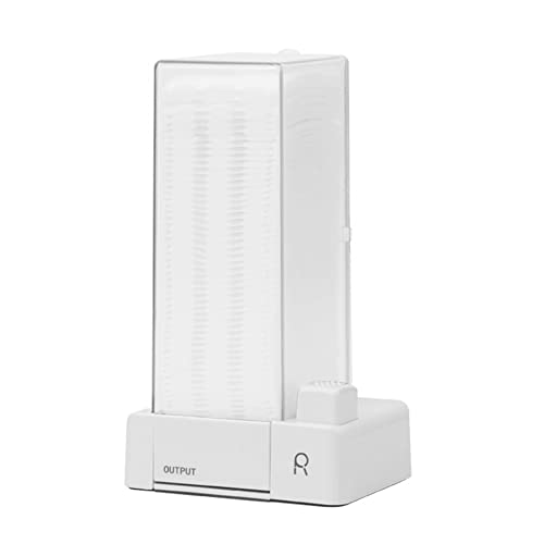 Hoenu Automatic Cotton Pad Dispenser, Square Press Out Cosmetic Cotton Pad Holder and Organizer, Lint-Free Nail Wipes with Dispenser, Vanity Makeup Organizer (White)