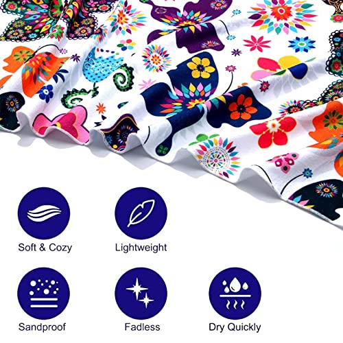 ARTHMOM Suger Butterfly Microfiber Beach Towel Quick Dry Sand Proof Soft Bath Pool Beach Towels for Woman Men Adults,60x31 inches