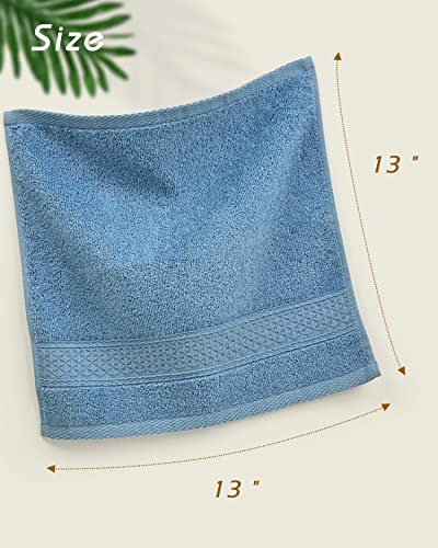 Cleanbear Pure Cotton Wash Cloths Face Cloths, 6 Colors per Set, 13 x 13 Inches (Light Blue, Jade Green, Light Green, Grey, Light Grey, Pink)