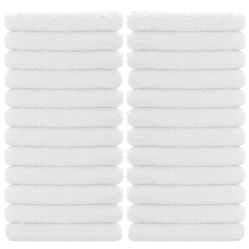 DAN RIVER 100% Cotton Washcloths 24 Pack Premium Quality Face and Body Cloth, Quick Dry and Highly Absorbent Essential Towels for Bathroom, Hand, Kitchen and Cleaning | 12x12 in | 400 GSM (White)
