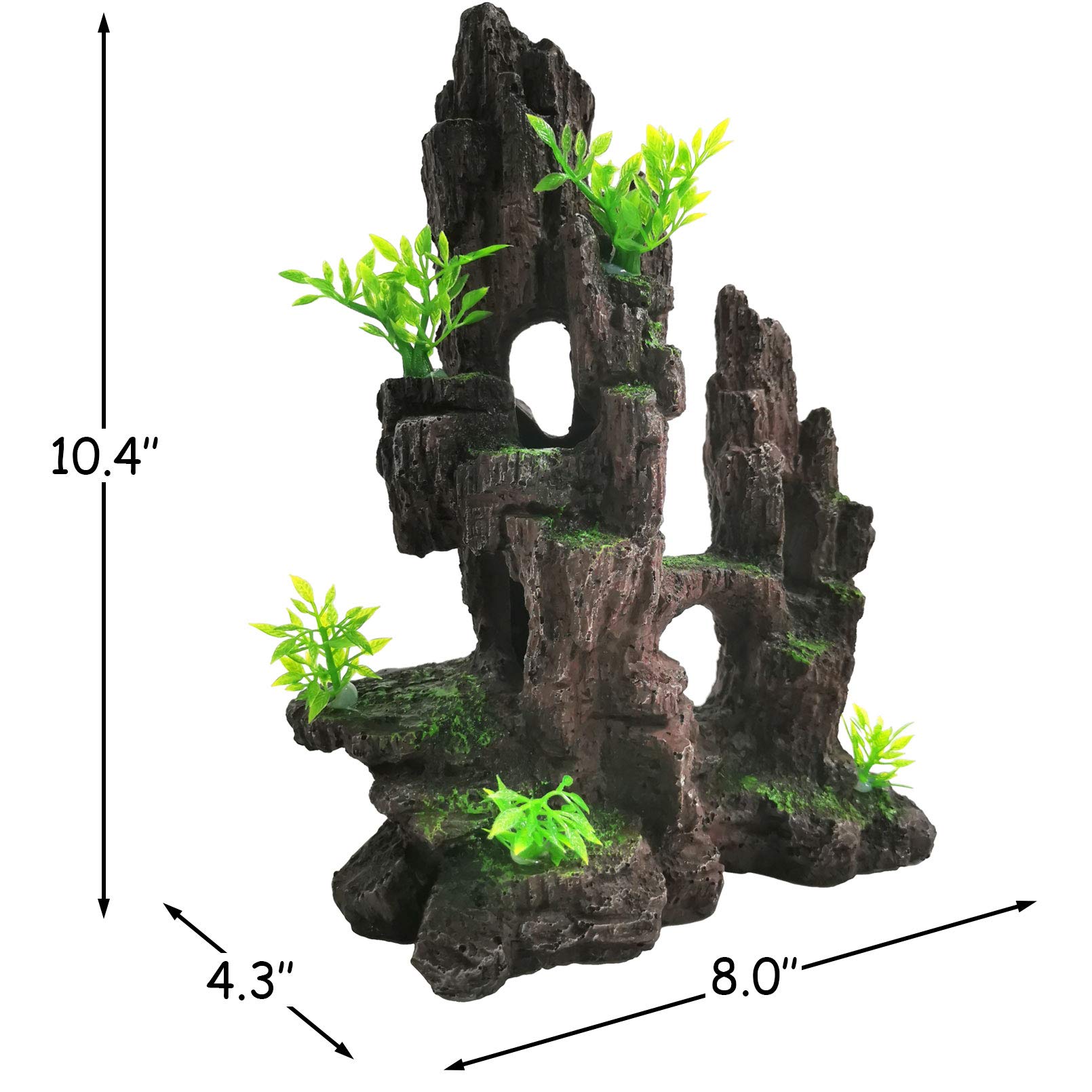 kathson Aquarium Mountain View Stone Resin Fish Tank Decoration Betta Hideout Caves Rockery Landscape Tree Rock Hiding Cave Decor for Small Fish Shrimp Play Ornament