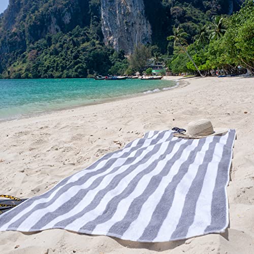 Arkwright Oversized California Beach Towels - (Pack of 4) Absorbent, Quick Drying, Ringspun Cotton Pool Towel, Perfect for Hotel, Spa Hot Tub, and Bath, 30 x 70 in, Grey