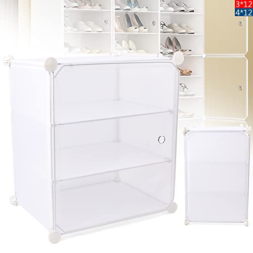 HaroldDol Shoe Rack 96 Pairs Stackable Shoe Organizer Narrow Standing, Shoe Organizer with Cover Plastic, Stackable Expandable Shoe Rack for High Heels, Boots (4 x 12-Tier)