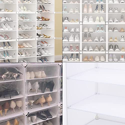 HaroldDol Shoe Rack 96 Pairs Stackable Shoe Organizer Narrow Standing, Shoe Organizer with Cover Plastic, Stackable Expandable Shoe Rack for High Heels, Boots (4 x 12-Tier)