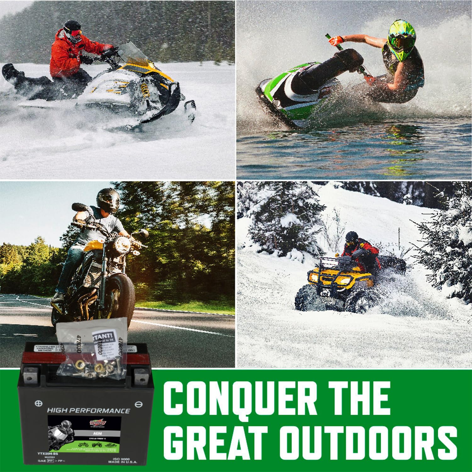 Interstate Batteries YTX20H-BS 12V 18Ah Powersports Battery 310CCA High-Performance AGM Rechargeable Replacement for Arctic Cat, Harley Motorcycles, Bikes, ATVs, Jet Skis, Snowmobiles (CITX20H-BS)