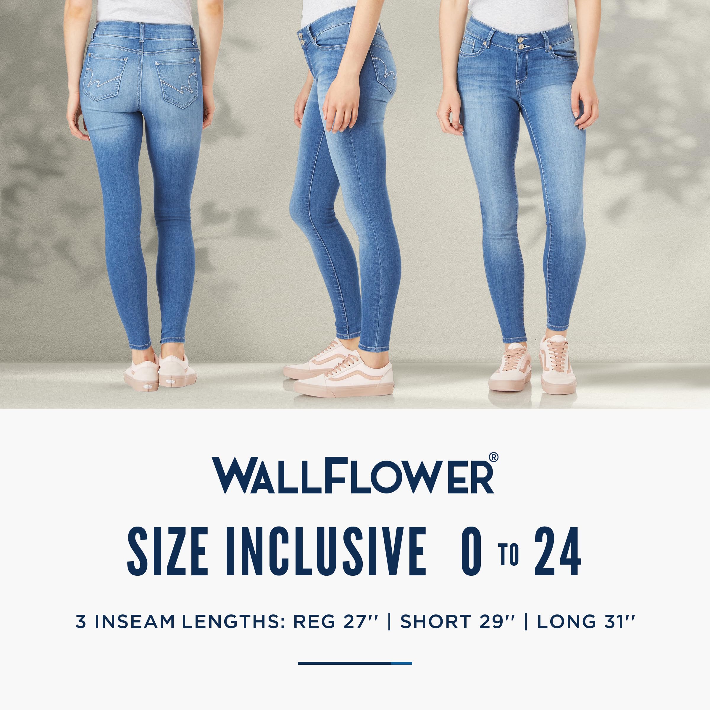 WallFlower Women's Ultra Skinny Mid-Rise Insta Soft Juniors Jeans (Standard and Plus), Amal Pure, 5 Long