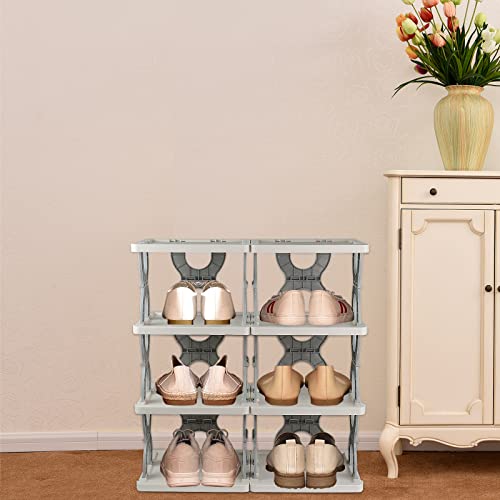 FIROK Shoes Rack,8-Tier Foldable Shoe Shelf for Entryway, Free Standing Shoes Storage Organizer Easy Assembly Shoe Holder for Student's Dorm