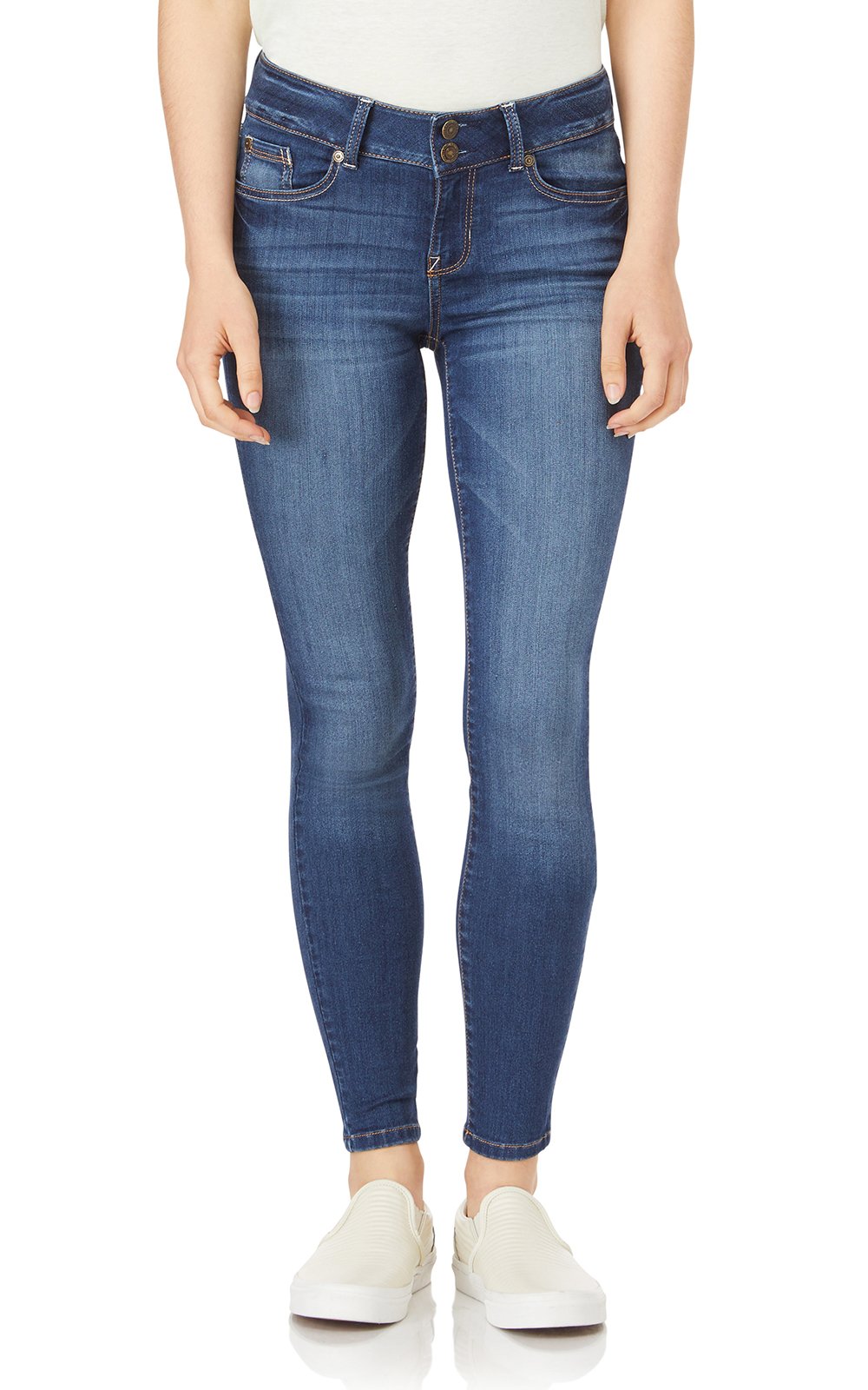WallFlower Women's Ultra Skinny Mid-Rise Insta Soft Juniors Jeans (Standard and Plus), Amal Pure, 5 Long