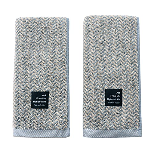 Pidada Hand Towels Set of 2 Wave Striped Pattern 100% Cotton Soft Absorbent Decorative Towel for Bathroom 13.4 x 29.1 Inch (Grey)