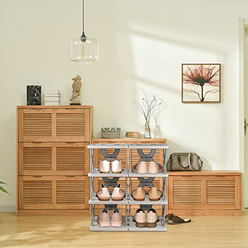 FIROK Shoes Rack,8-Tier Foldable Shoe Shelf for Entryway, Free Standing Shoes Storage Organizer Easy Assembly Shoe Holder for Student's Dorm