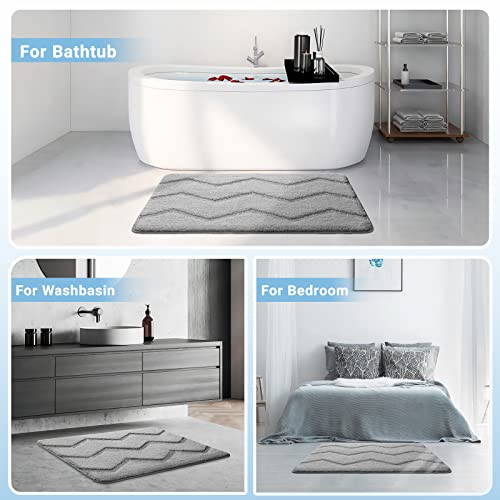 AIZIBLISH Bathroom Rugs Bath Mat, Non Slip Ultra Soft and Water Absorbent Bath Carpet, Machine Washable for Bathroom Floor, Under Sink,Shower and Tub, 16"x24", Light Grey