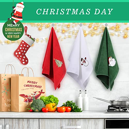 BYAWAY Christmas Hand Towels for Bathroom Kitchen Towel Decorative Set 25" x 16" Holiday Decor Dish Towels Fingertip Towel Ultra Soft and Highly Absorbent 100% Cotton Towel Gift Set(Green,White,Red)