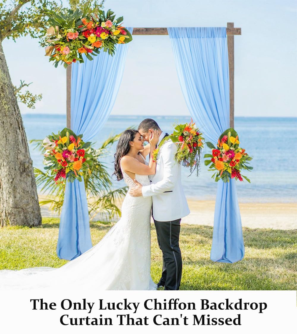 DUOBAO Chiffon Backdrop Curtain 5FTx10FT Royal Blue Chiffon Fabric Drapes for Wedding Ceremony Chiffon Voile Curtains 2 Panels 29"x120" Photography Backdrop Drapes (29''x120''x2pcs, Royal Blue)