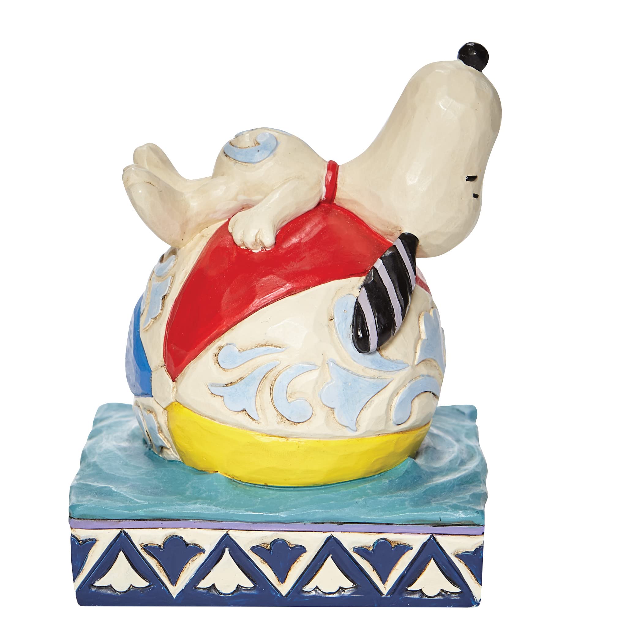 Enesco Peanuts by Jim Shore Snoopy Lounging on a Beach Ball Figurine, 4.625 Inch, Multicolor