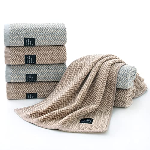 Pidada Hand Towels Set of 2 Wave Striped Pattern 100% Cotton Soft Absorbent Decorative Towel for Bathroom 13.4 x 29.1 Inch (Grey)