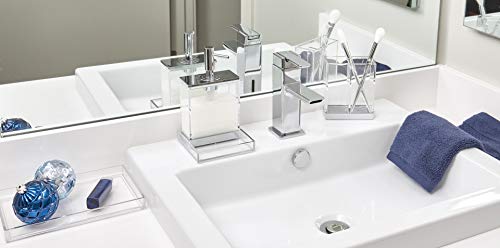 iDesign Bathroom Tray for Towels, Cosmetics and Accessories, The Clarity Collection – 8.68” x 5.34” x 0.95”, Brushed Silver