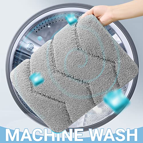 AIZIBLISH Bathroom Rugs Bath Mat, Non Slip Ultra Soft and Water Absorbent Bath Carpet, Machine Washable for Bathroom Floor, Under Sink,Shower and Tub, 16"x24", Light Grey