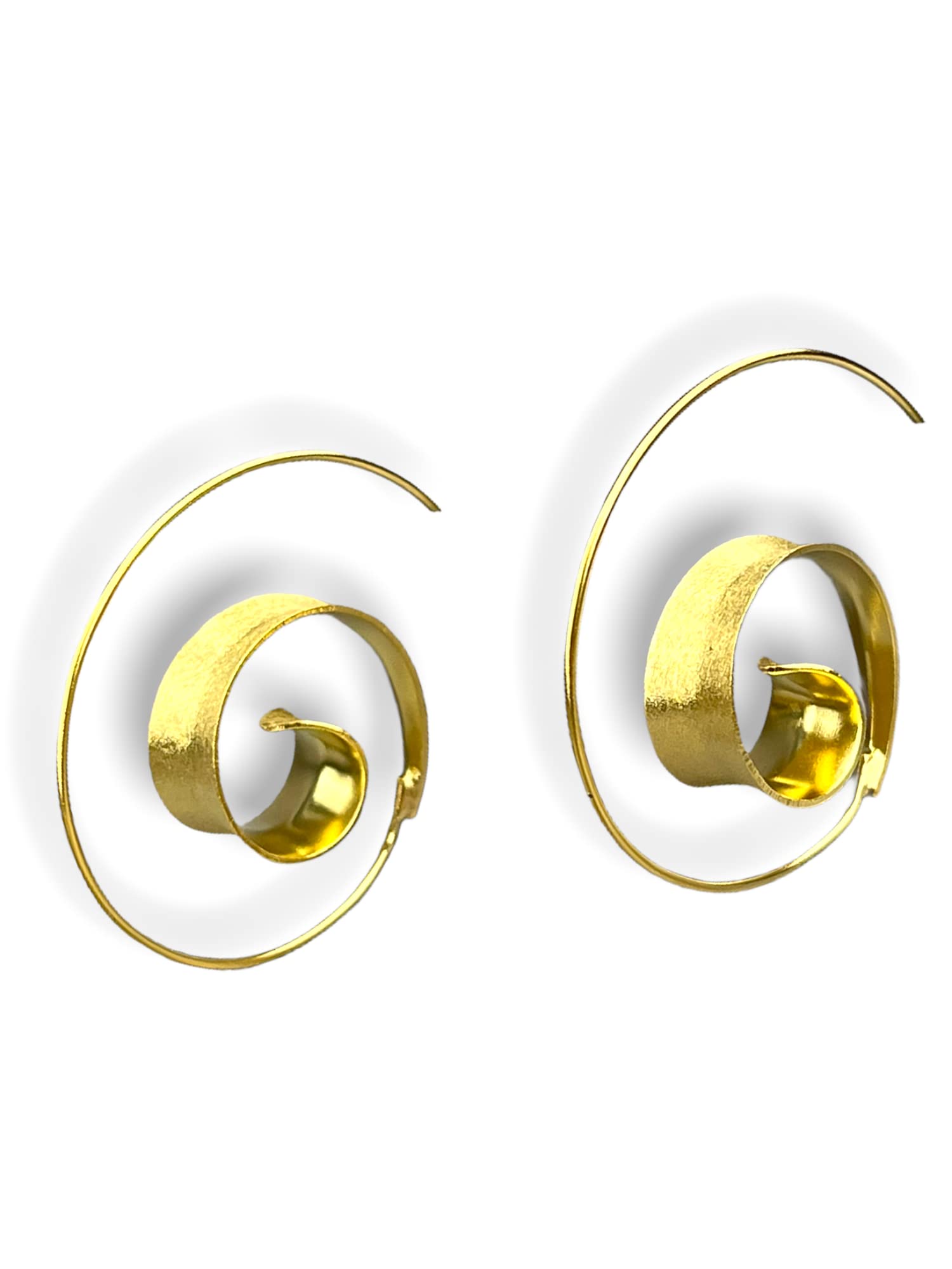 Earrings Spiral Hanging - Gold Plated - 925 Sterling Silver - Boho Spiral Stud Earrings - Gift Box