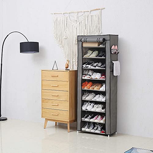 LIKOVSCI 10 Tier 27-Pairs Shoe Rack Tool Free Easy Assembled Shoe Shelf Storage Organizer with Dustproof Nonwoven Fabric Cover