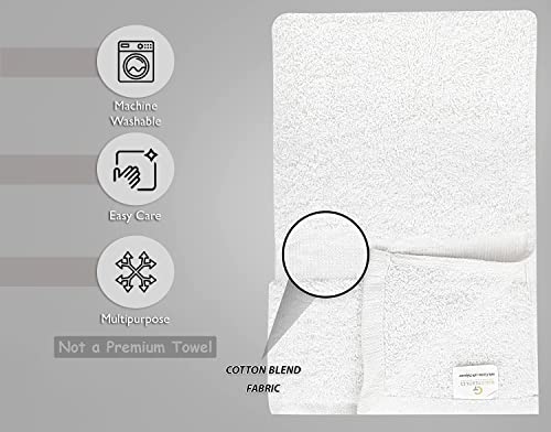 GOLD TEXTILES Bulk Bath Towels White 12 Pack (22x44 Inches) Economy Light Weight Easycare