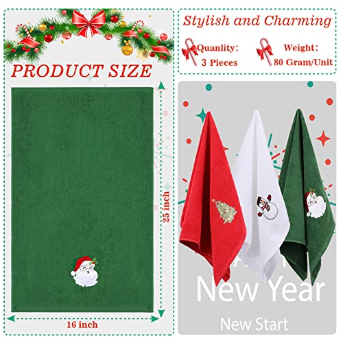 BYAWAY Christmas Hand Towels for Bathroom Kitchen Towel Decorative Set 25" x 16" Holiday Decor Dish Towels Fingertip Towel Ultra Soft and Highly Absorbent 100% Cotton Towel Gift Set(Green,White,Red)