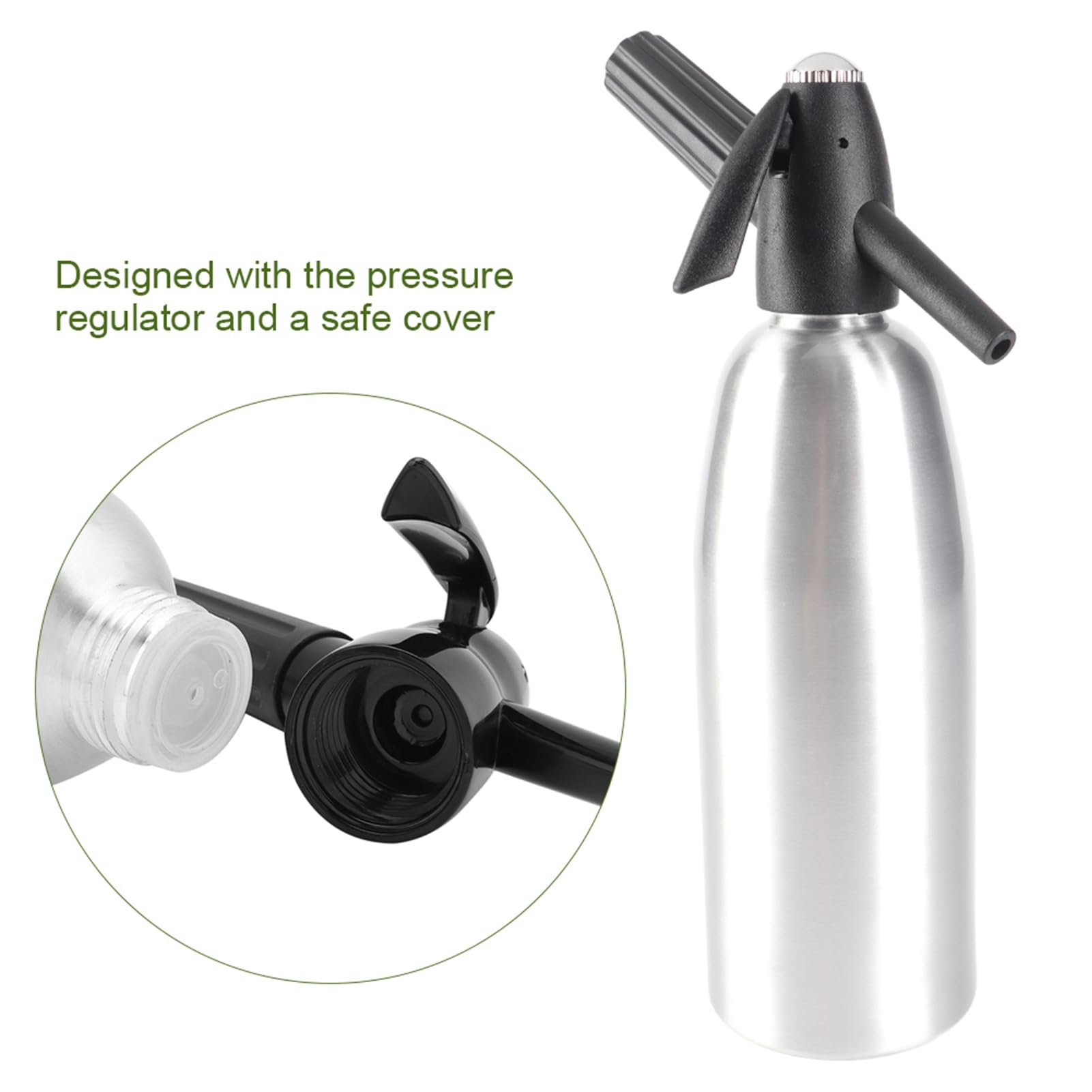 1 Liter Soda Maker,Home Soda Water Siphon Alloy Soda Sparkling Water Maker Fizzy Soda Machine for Fresh Soda Water, Cocktails, Hard Seltzers(Silver)