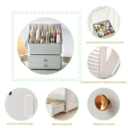 WGLAWL Cosmetic Display Cases, Countertop Makeup Organizer Stands Holder Box Cosmetic Storage Rack Cabinet with Drawers Lipstick Rack, for Bathroom Bedroom Dresser Vanity (Without Lipstick)
