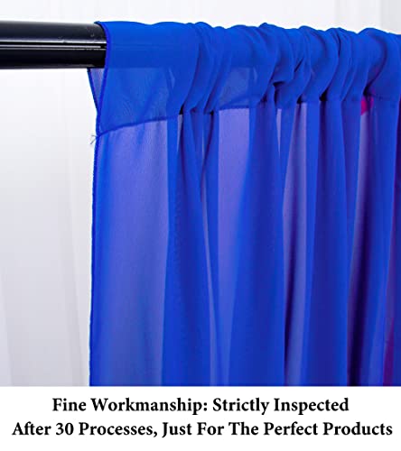 DUOBAO Chiffon Backdrop Curtain 5FTx10FT Royal Blue Chiffon Fabric Drapes for Wedding Ceremony Chiffon Voile Curtains 2 Panels 29"x120" Photography Backdrop Drapes (29''x120''x2pcs, Royal Blue)