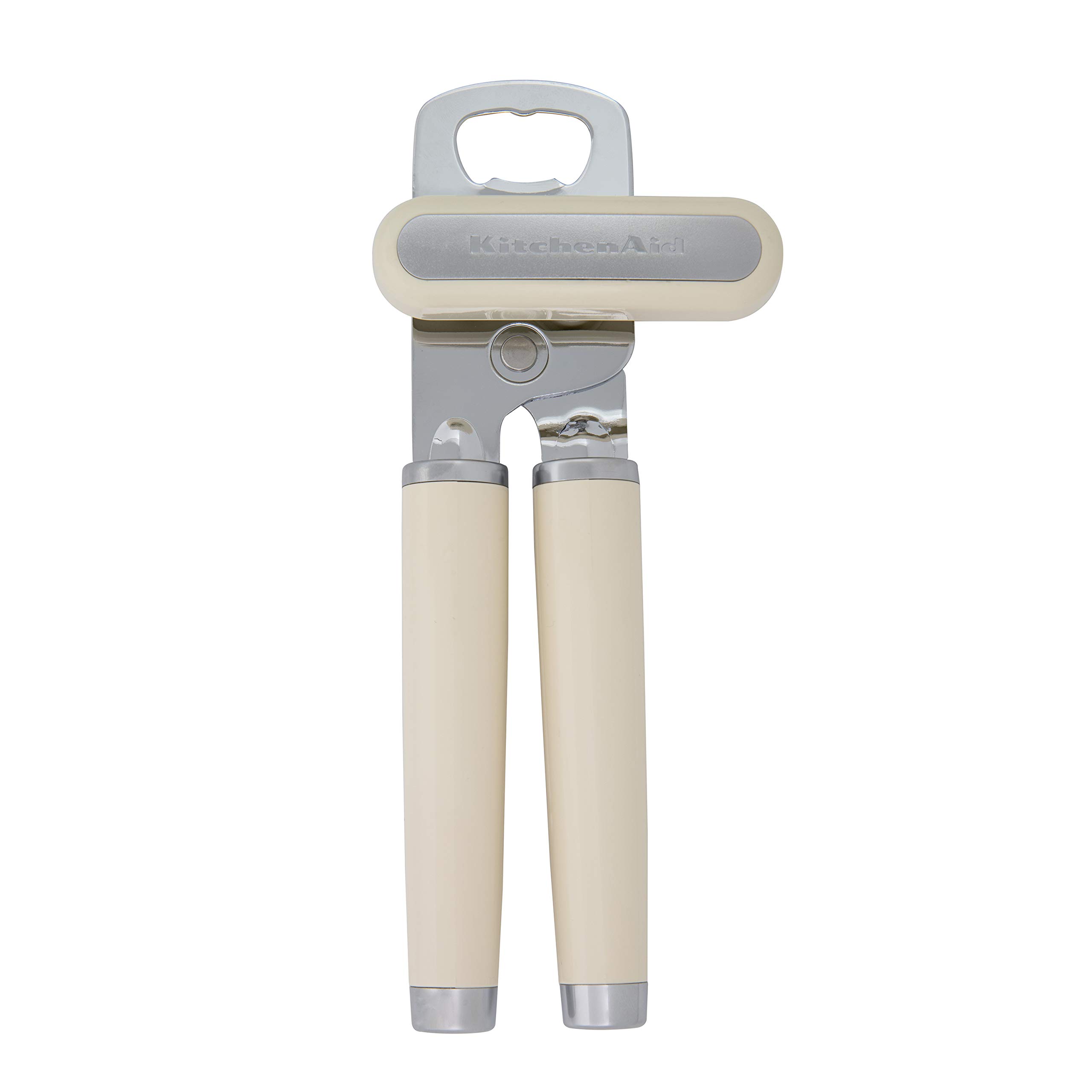 KitchenAid Classic Multifunction Can Opener and Bottle Opener Easy to Use, Razor Sharp Stainless Steel Cutting Wheel, Soft Ergonomic Handles, Almond Cream
