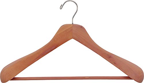 Deluxe Cedar Suit Hanger, Box of 6, 2 Inch Wide Hangers with Solid Wood Pant Bar by The Great American Hanger Company