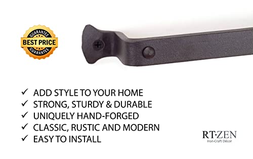 RTZEN Farmhouse Towel Rack for Bathroom - Handcrafted Wrought Iron Kitchen Towel Bar Straight Wall Mount Rod - Matte Black Towel Hanger for Home or Office - 17" Rack Fits 14" Towels (Medium)