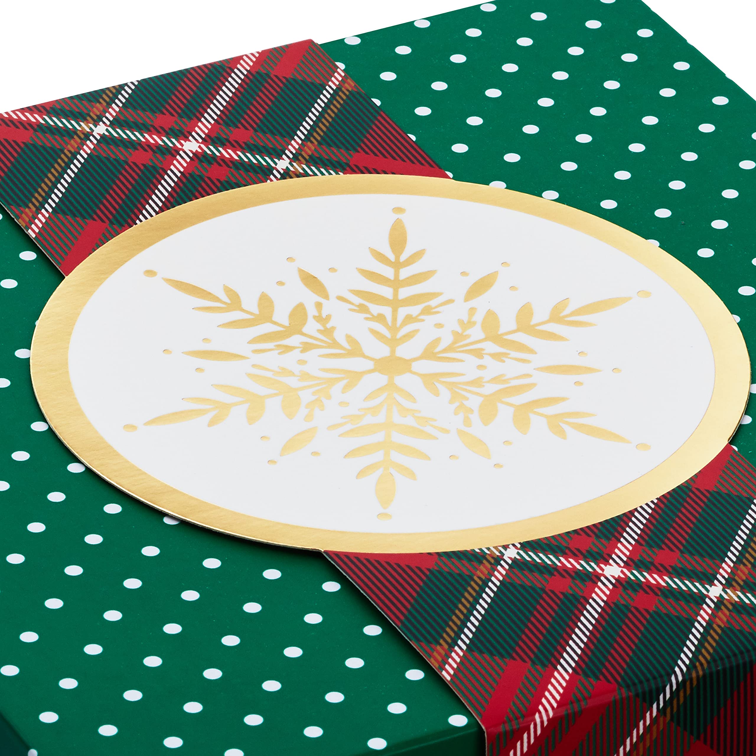 Hallmark Christmas Gift Boxes 3-Pack Assorted Sizes (Red & Green Stripes, Plaid, Polka Dots) for Hostess Gifts, Holiday Parties, Wrapped Treats