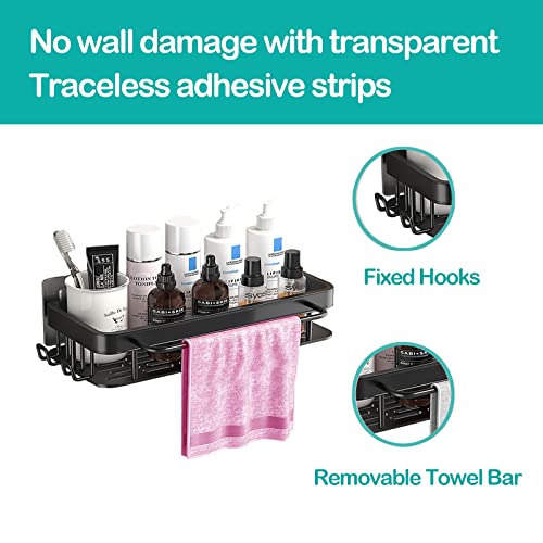TOOYIMR 3-in-1 Sponge for Kitchen Sink, Adhesive Shower scaddy,can Also be Used as Dish Brush Holder, Shower Shelf, Sink Organizer Sponge Holder and Storage. Rust-Proof Space Aluminum (Black)