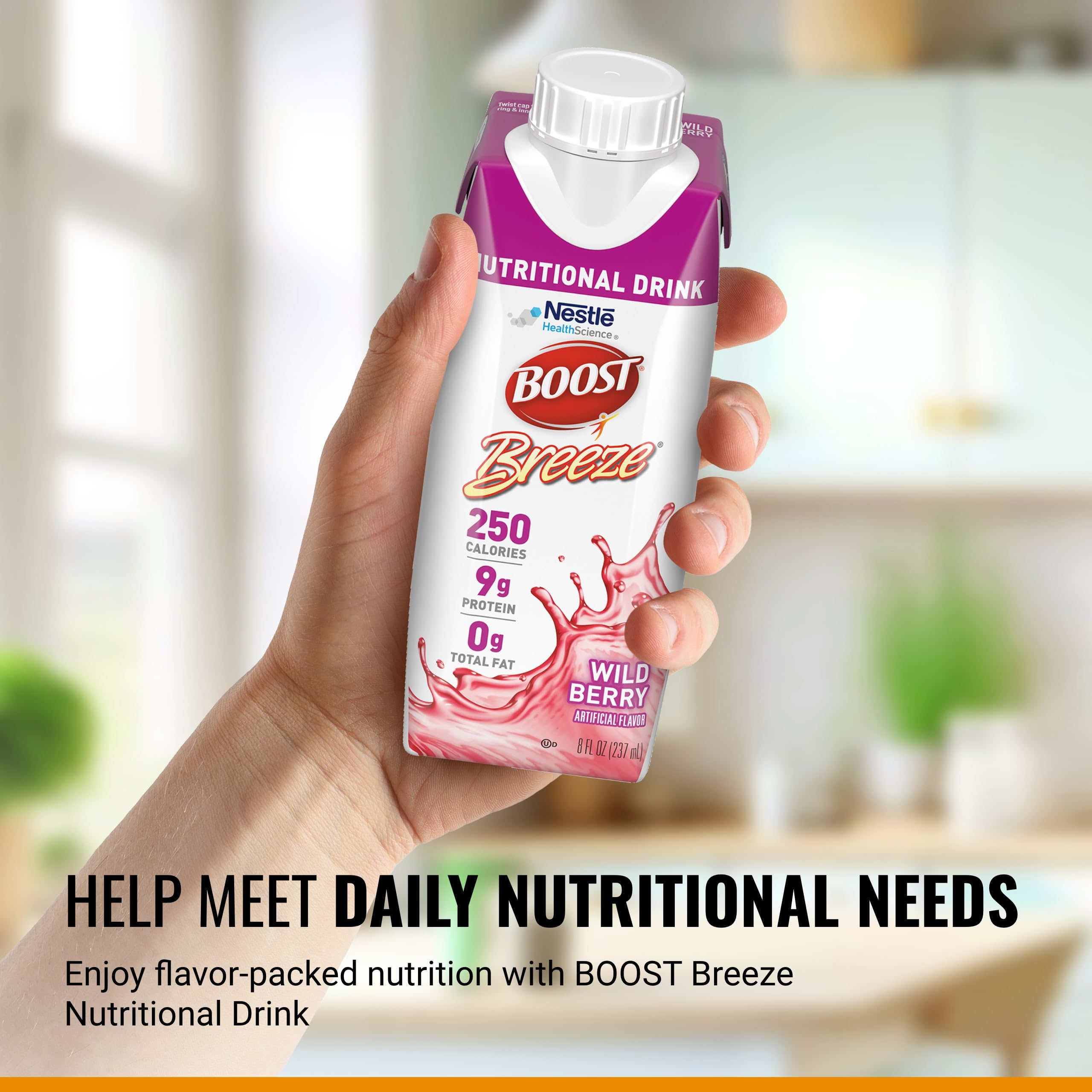 BOOST Breeze Clear Nutritional Drink - 250 Calories - 19 Vitamins & Minerals - 9 g Protein – Fortified Clear Nutritional Drink with Vitamin A & Zinc - Wild Berry Flavor - 8 fl oz (Pack of 24)