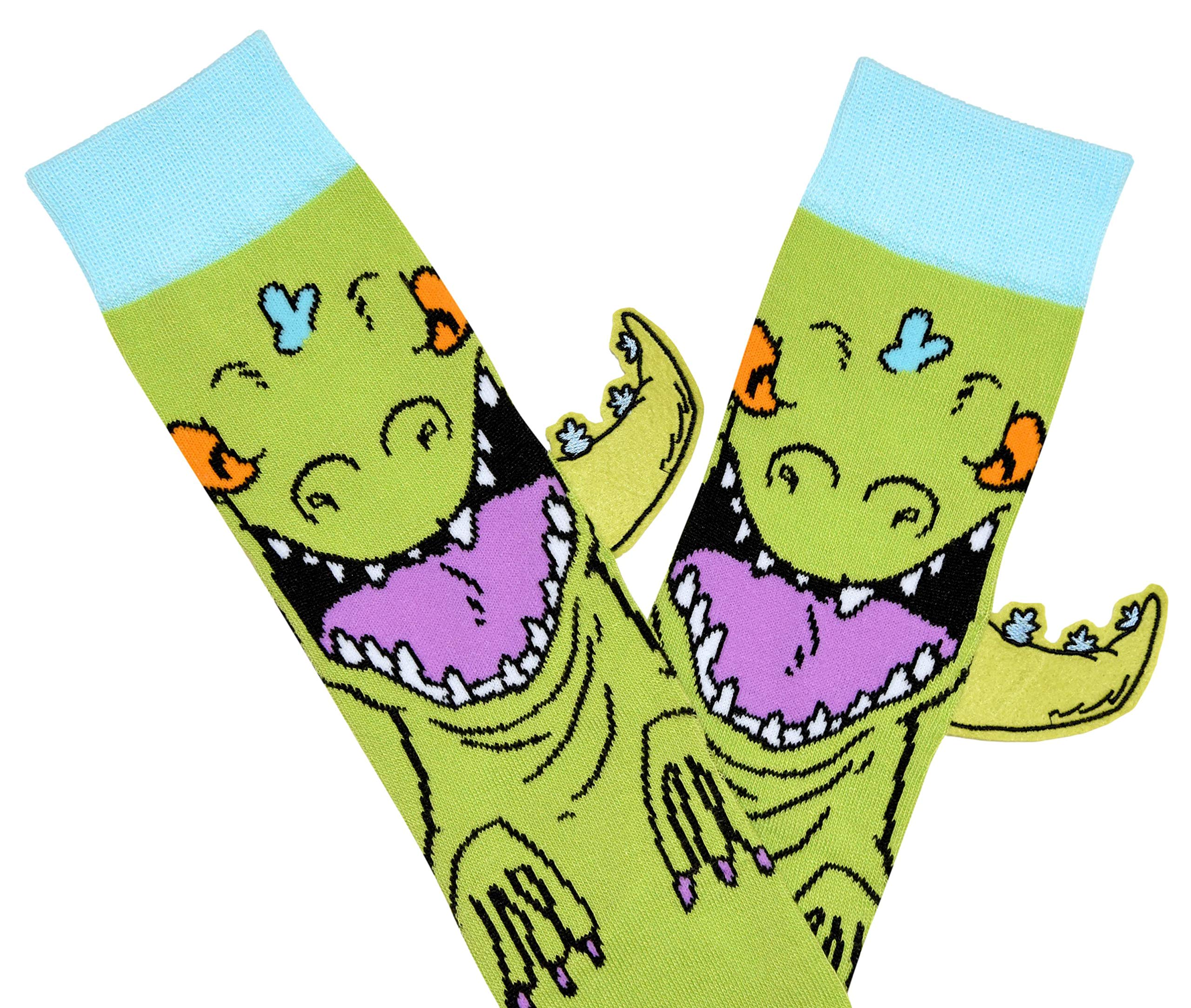 Hyp Rugrats Reptar with Embellished Tail Cosplay Men's Crew Socks