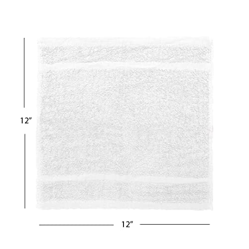Avalon Towels Cotton Washcloths β (Pack of 24) Size 12x12 Inches Premium Ring Spun Cotton, Super Absorbent Soft Face Towels, Gym Towels, Hotel Spa Quality, Reusable Multipurpose Towels (White)