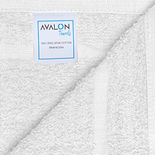 Avalon Towels Cotton Washcloths β (Pack of 24) Size 12x12 Inches Premium Ring Spun Cotton, Super Absorbent Soft Face Towels, Gym Towels, Hotel Spa Quality, Reusable Multipurpose Towels (White)