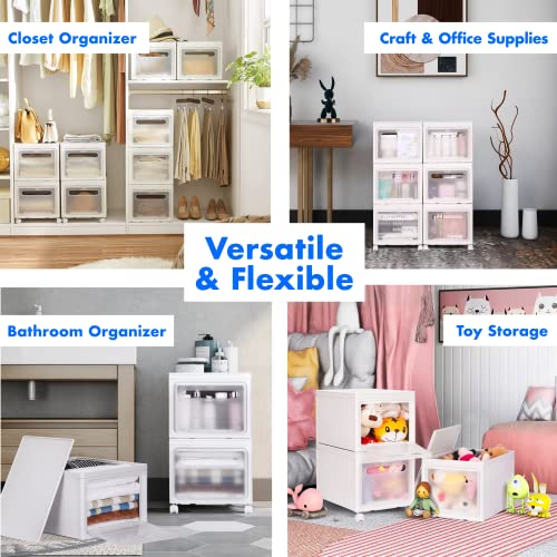 Goodies Lab Plastic Storage Bins With Lids + Shoe Boxes Clear Plastic Stackable - Storage Containers For Organizing + Shoe Organizer For Closet, Hat Organizer Closet Shoe Organizer Shoe Box